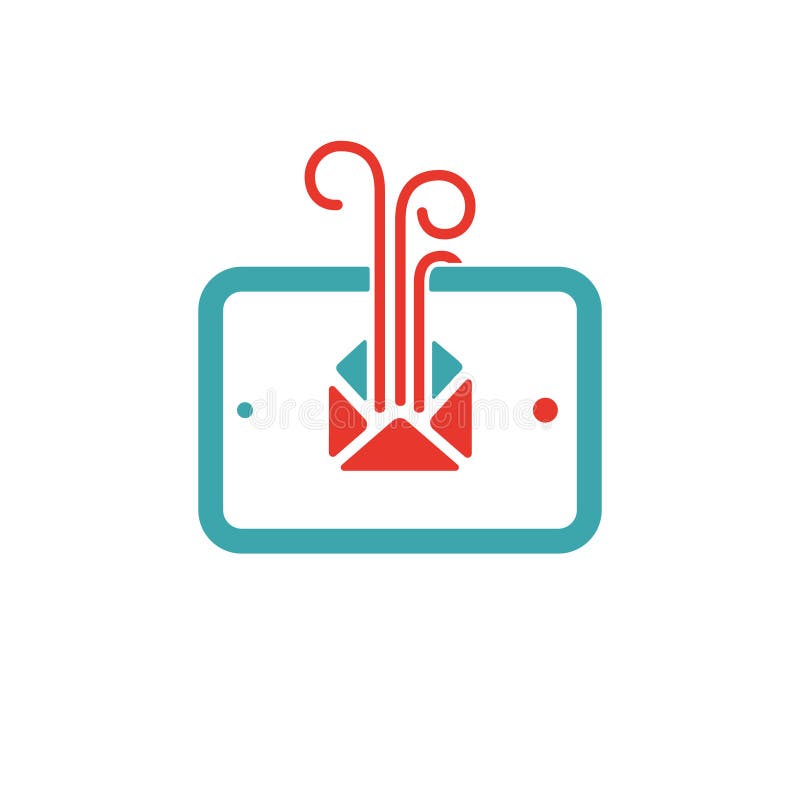 Vector Illustration of Mail Arrow Icon on Tablet. Stock Vector ...