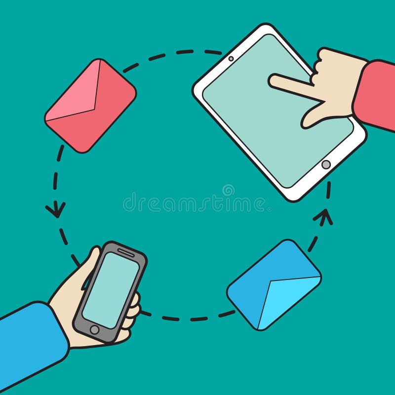 Vector Illustration of Mail Exchanging in Trendy Flat Style. Stock ...