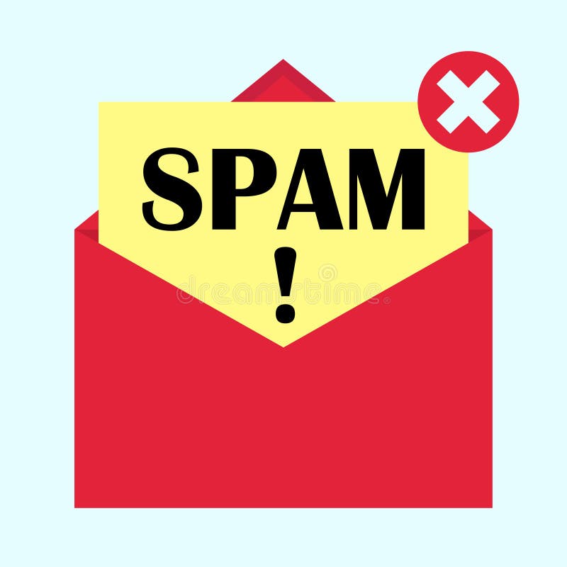 Vector Illustration of Mail Letter with Spam Message. Symbol of Spam ...