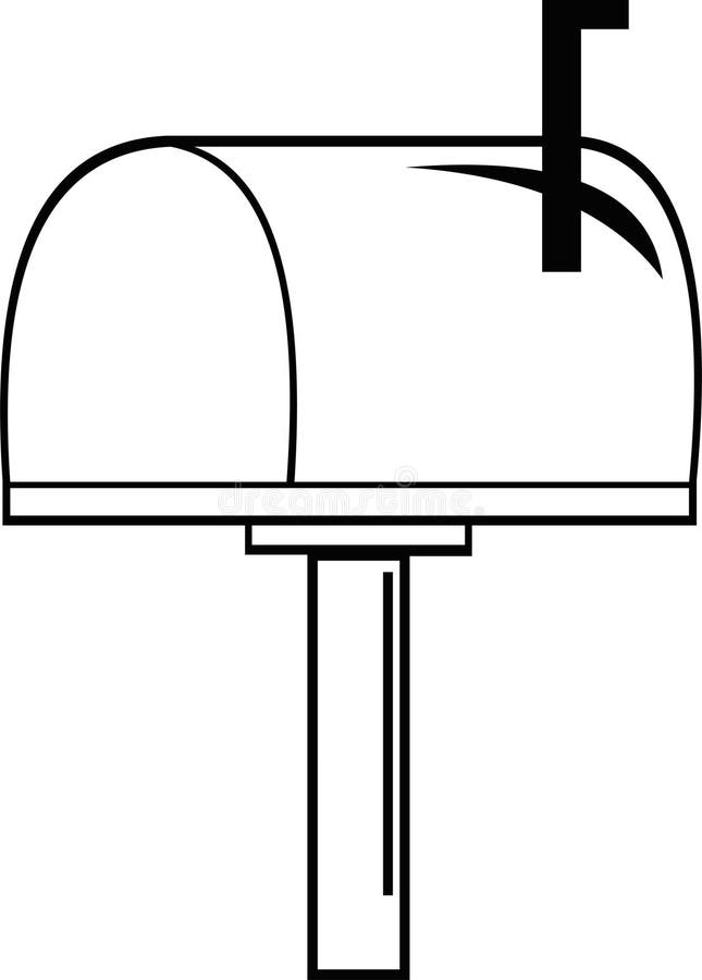 Closed Mailbox Black and White Stock Vector - Illustration of ...