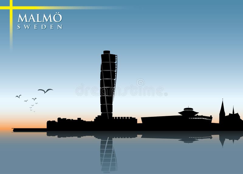 Malmo skyline editorial stock image. Illustration of reflection - 30278599