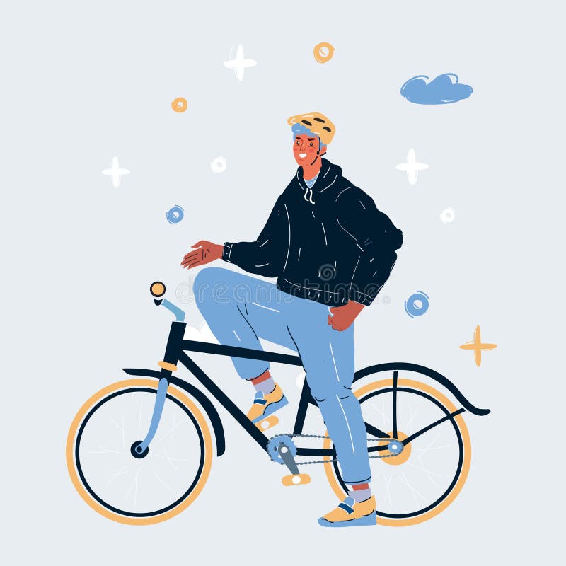 Vector Illustration of Man on a Bike Stock Vector - Illustration of ...