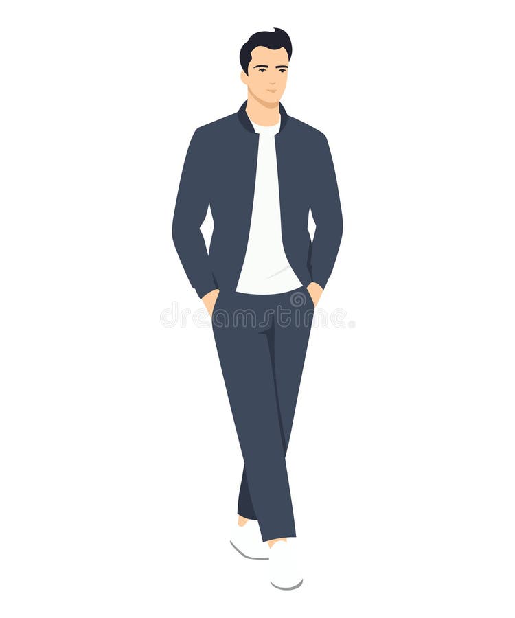 Vector Illustration of a Man in a Blue Suit and Classic Shoes. Suit for ...