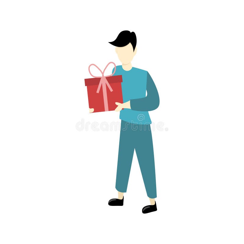 Vector Illustration Man Giving Gift in Flat Design Style Stock Vector ...