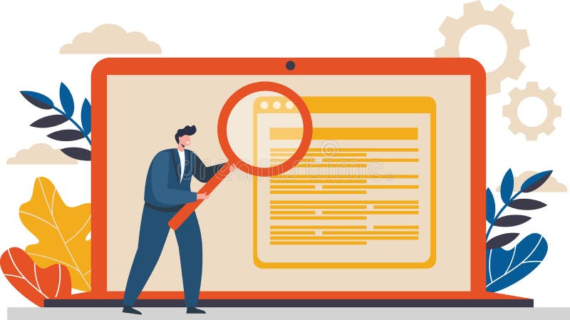 Vector Illustration. a Man in a Business Suit Standing with a Large ...