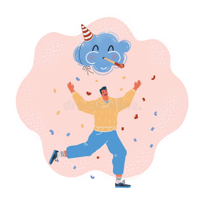 Vector Illustration of Man Celebrate and Run Stock Vector ...