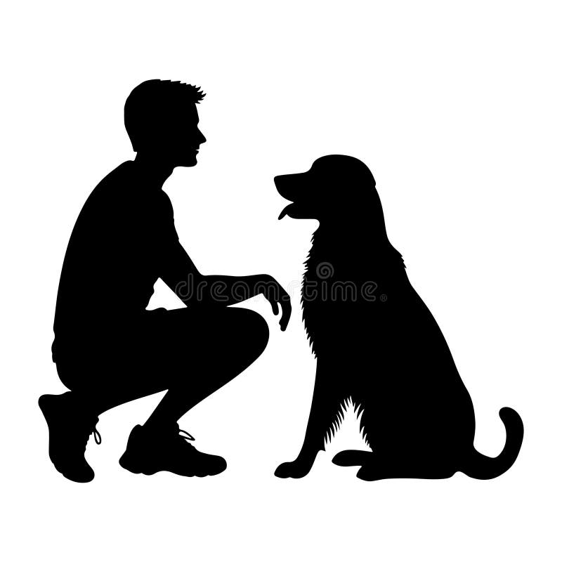Vector Illustration of Man with a Dog Stock Vector - Illustration of ...
