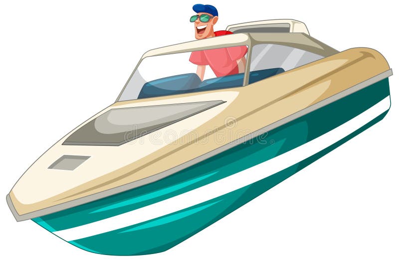 A man driving a boat stock vector. Illustration of speedboat - 315640569