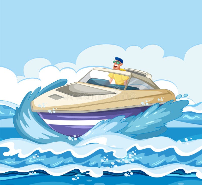 A man driving a speedboat stock vector. Illustration of travel - 315967710
