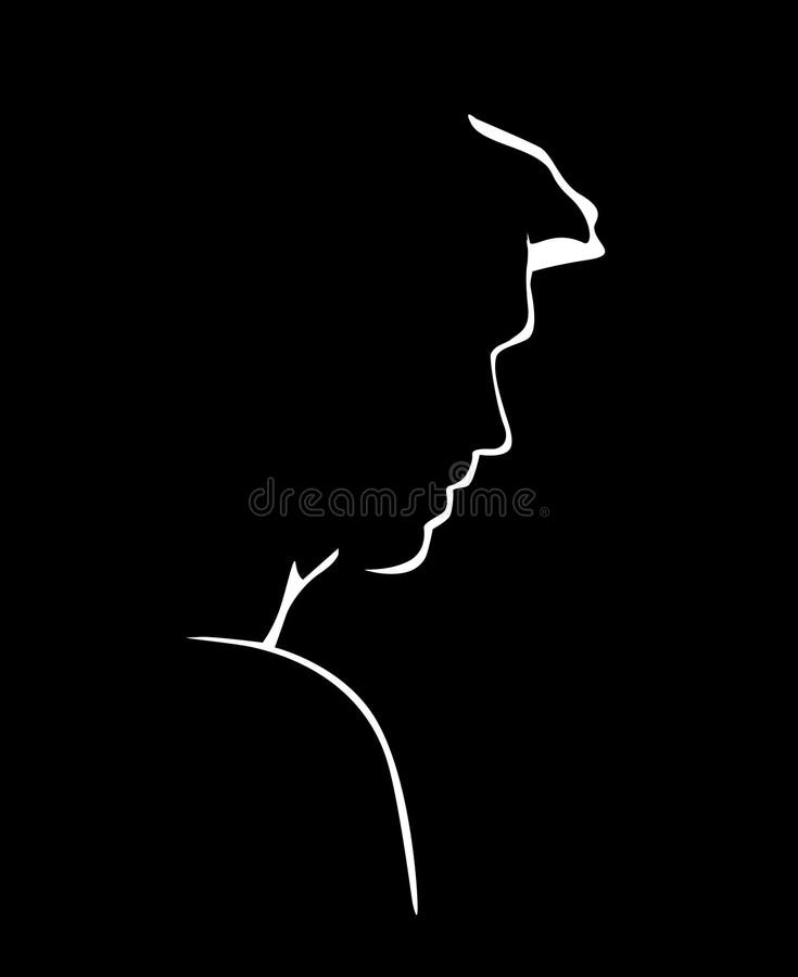 Man Face Silhouette in Contrast Backlight. Man Portrait Silhouette ...
