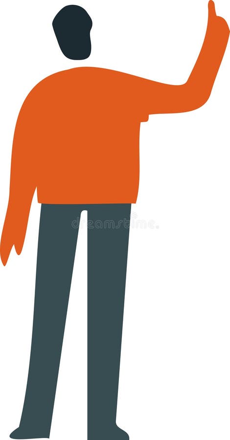Vector Illustration of a Man with Hand Up Stock Vector - Illustration ...