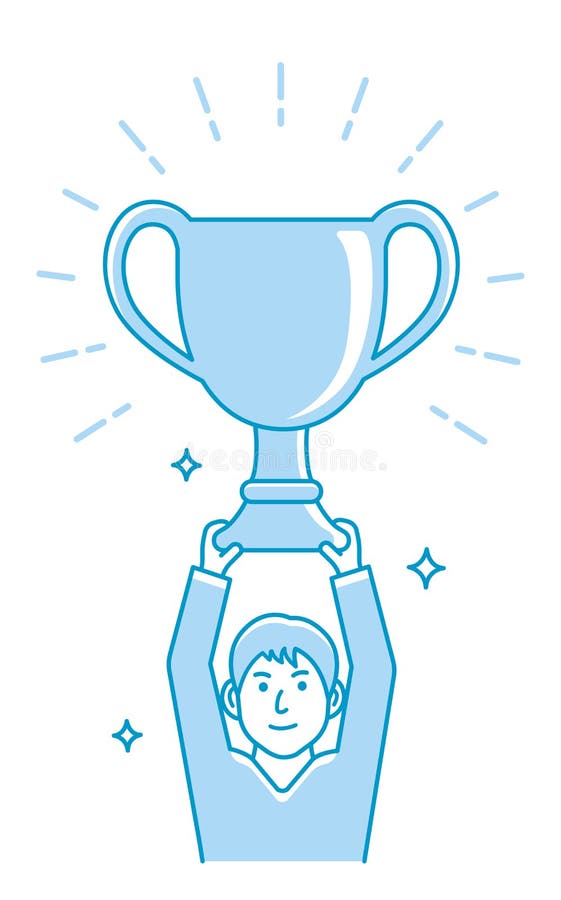 Vector Illustration of a Man Holding a Trophy Stock Vector ...