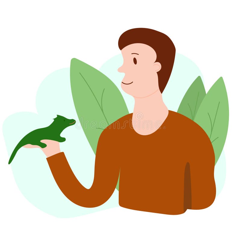 Vector Illustration of Man with Lizard. Design for Web-sites, Flyers ...