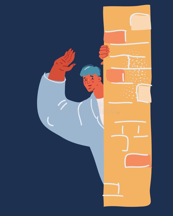 Person Looking Over Wall Stock Illustrations – 83 Person Looking Over ...
