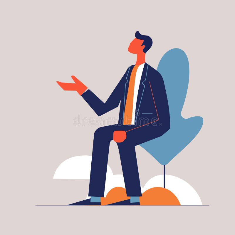 Vector Illustration of a Man. the Person is Sitting Stock Vector ...