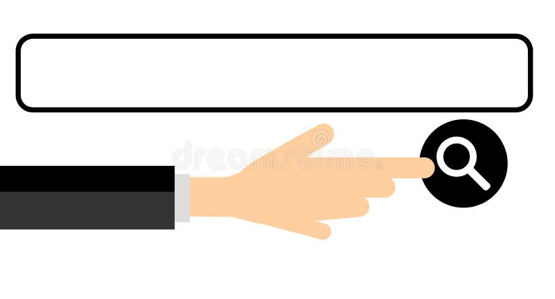 Vector Illustration of a Man Pressing a Search Button with a Search Box ...