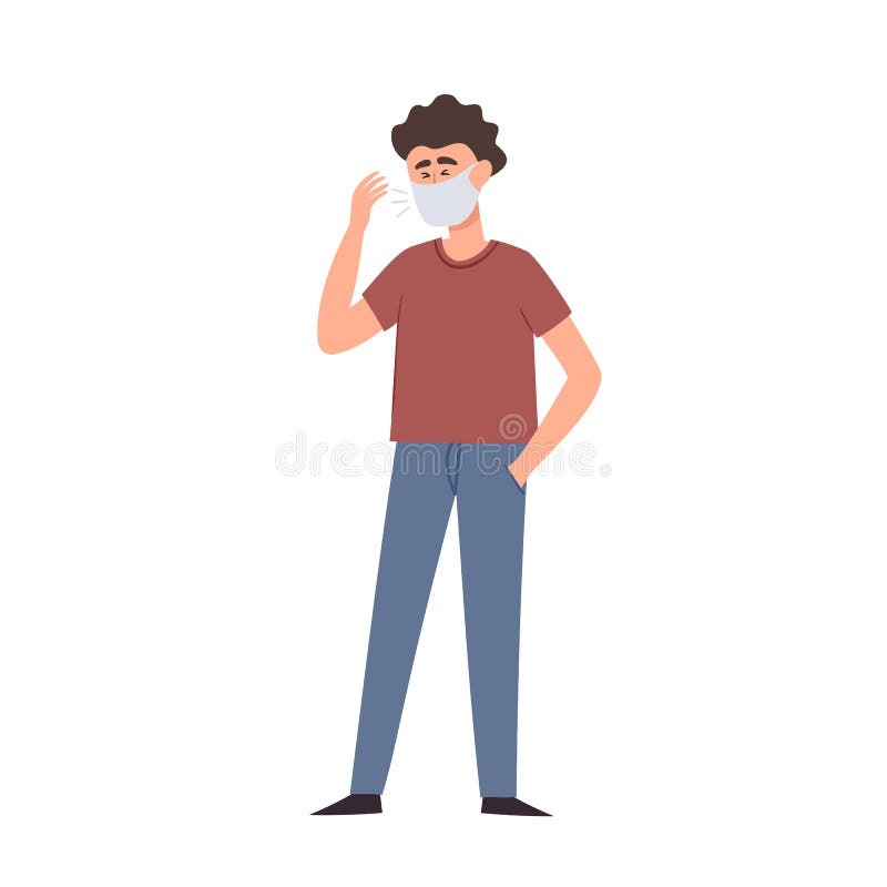Vector Illustration of Man in Protective Face Dust Mask Stock Vector ...