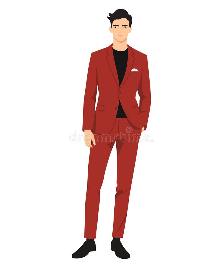 Vector Illustration of a Man in a Red Suit and Classic Shoes. Suit for ...
