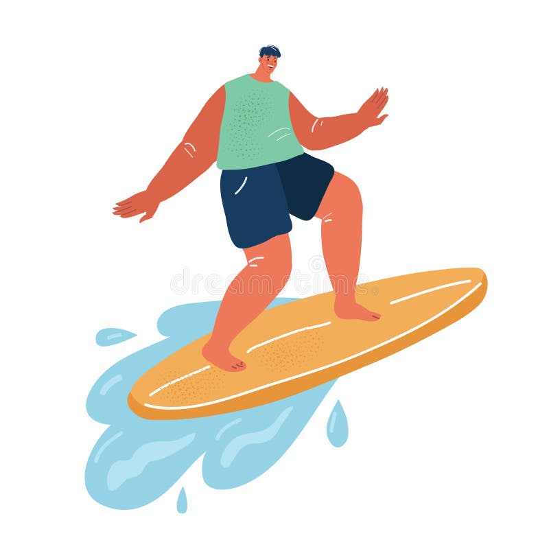 Vector Illustration of Man Surfing on His Surfboard Stock Vector ...
