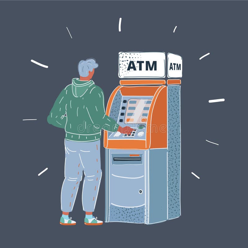 Vector Of A Man Using ATM Machine Stock Vector - Illustration of ...