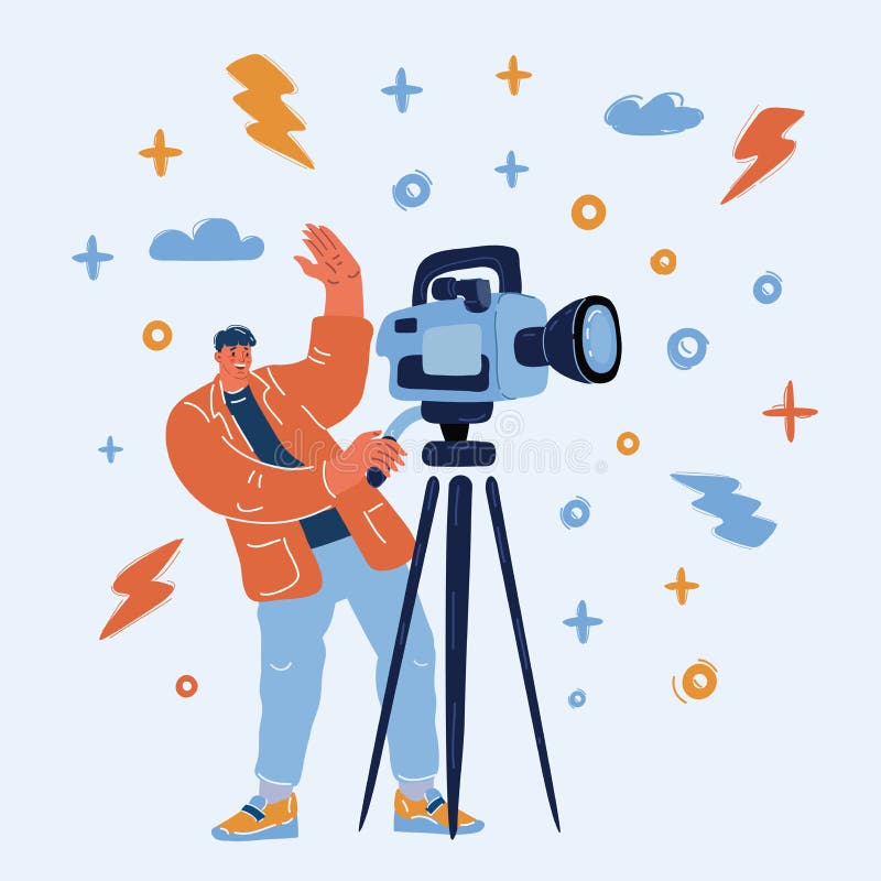 Silhouette Man with Videocamera Stock Illustration - Illustration of ...