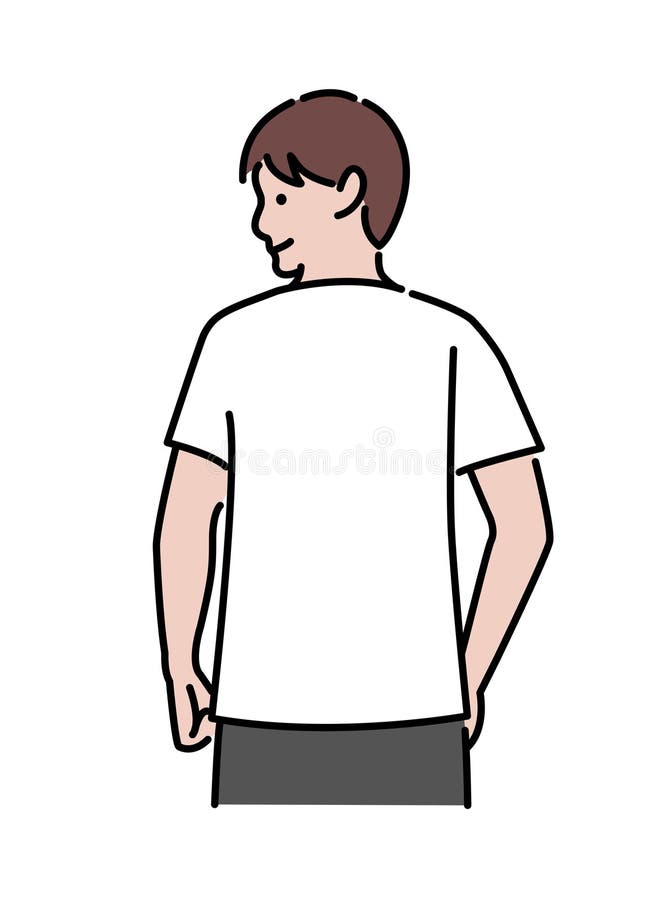 Vector Illustration of a Man Wearing a Short-sleeved T-shirt ( Back ...