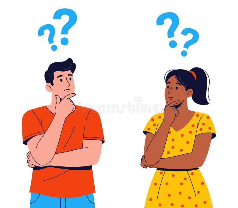 Thinking Couple with Question Marks Stock Vector - Illustration of ...