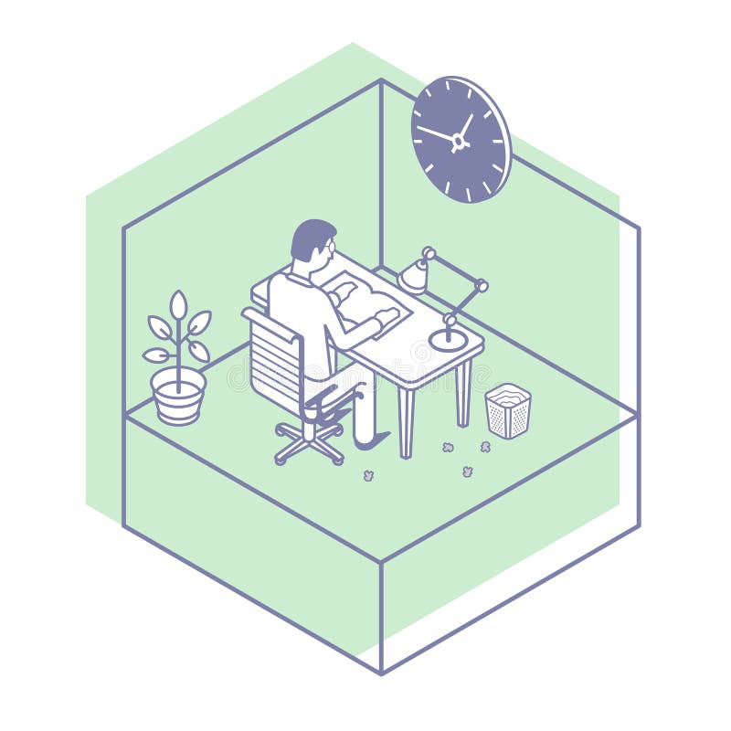 Vector Illustration of Managers at the Desks in the Office Stock Vector ...