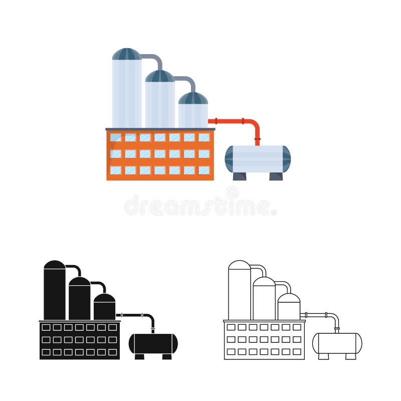 Vector Illustration of Manufactory and Buildings Sign. Set of ...