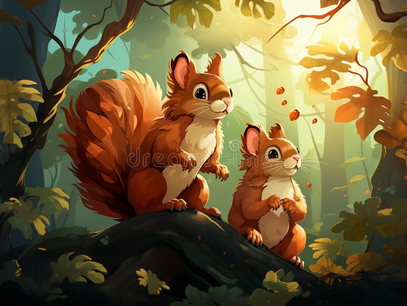 Vector Illustration of Many Squirrels Jumping Stock Illustration ...