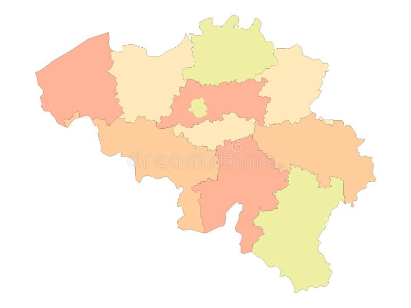 Map of Belgium with Provinces Stock Vector - Illustration of europe ...