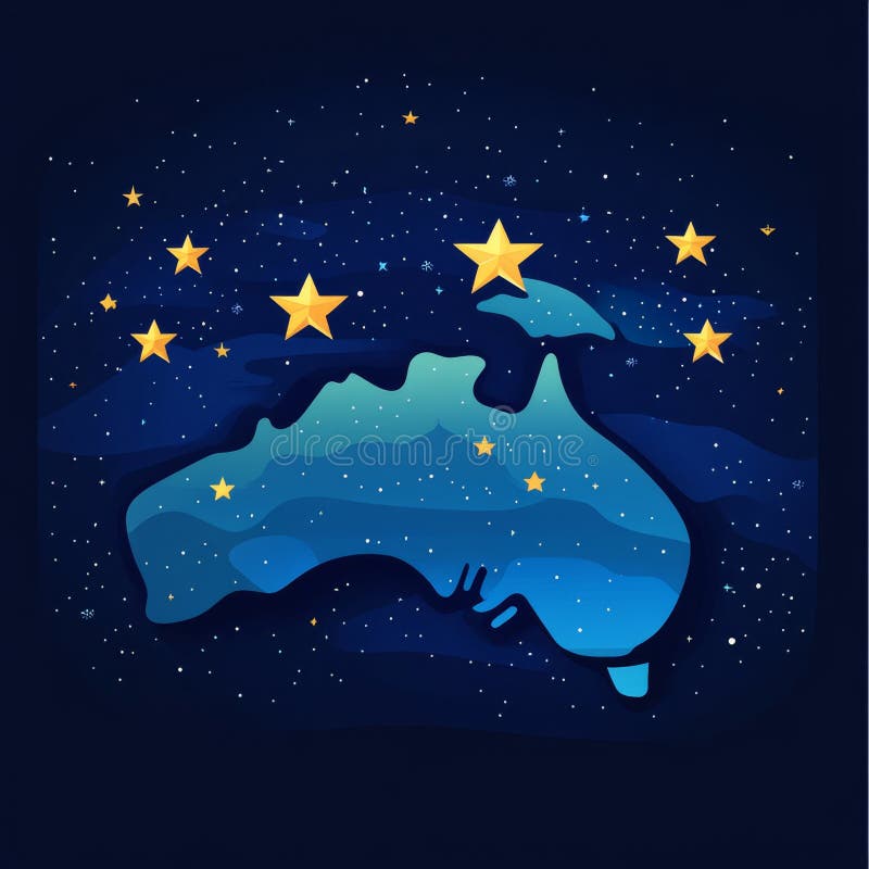 Vector Illustration of a Map of Greece with Stars and Moon. Eps 1 Stock ...