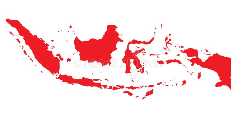 Indonesian Map on Red Flat Design.Vector Illustration Stock Vector ...