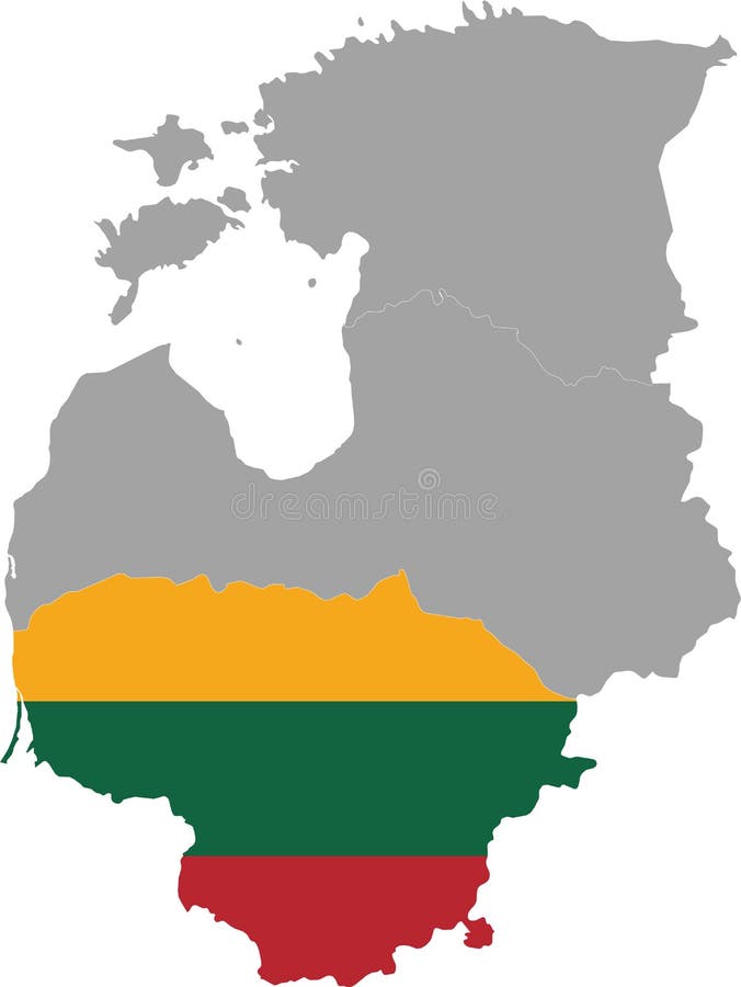 Map of Lithuania with National Flag Stock Vector - Illustration of ...