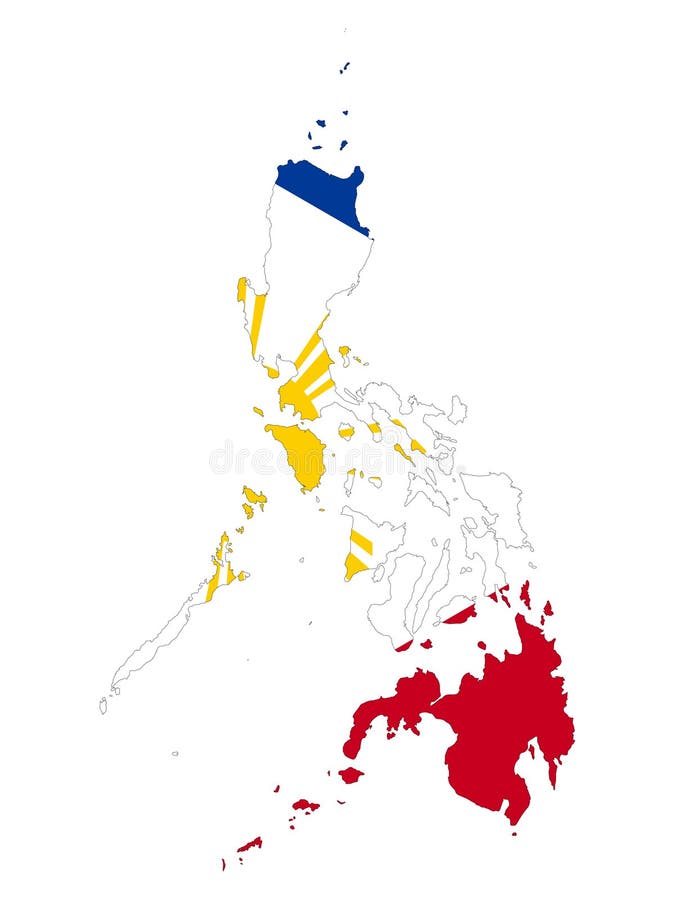 Map of Philippines with National Flag Stock Vector - Illustration of ...