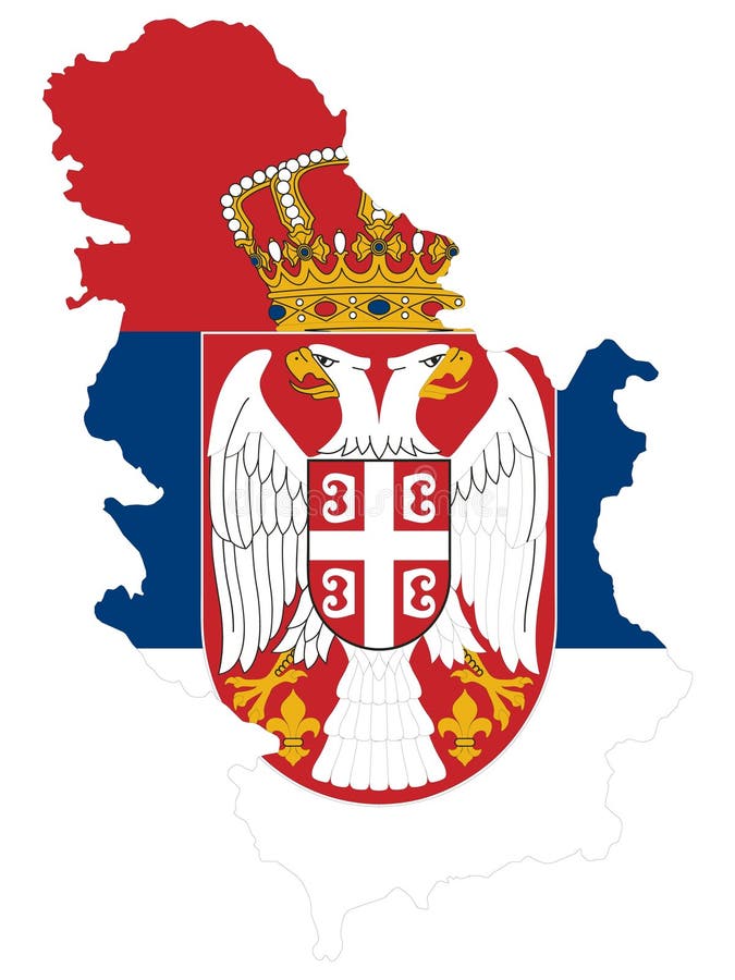Map of Serbia with National Flag on White Background Stock Vector - Illustration of flags, gray ...