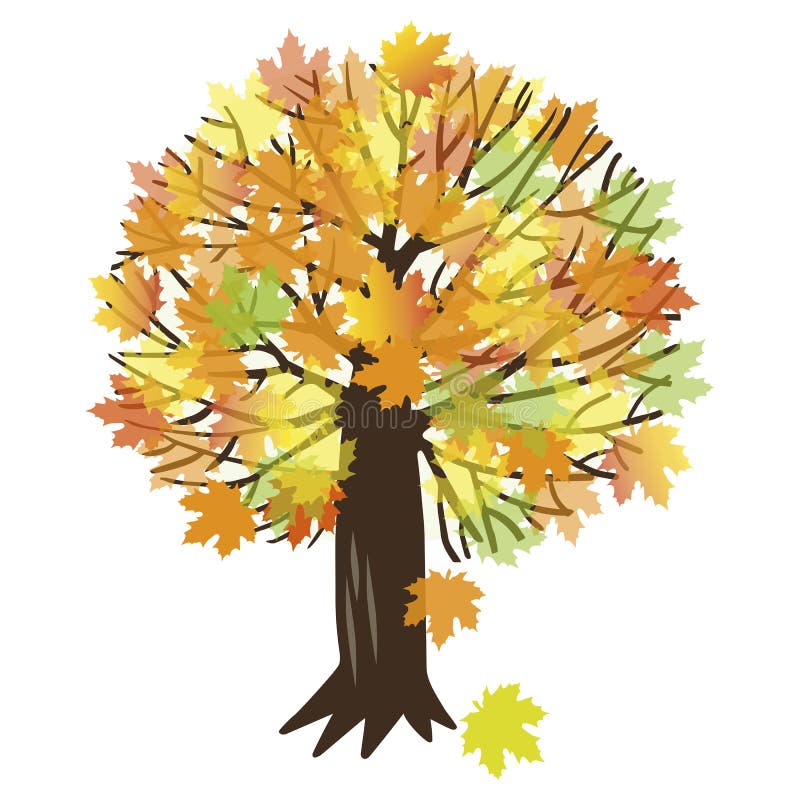Vector Illustration with a Maple Tree Stock Vector - Illustration of ...