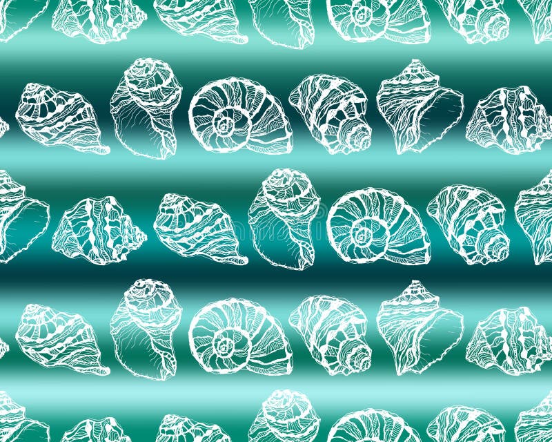 Vector Illustration of Marine Seamless Pattern.White Hand Drawing Sea ...