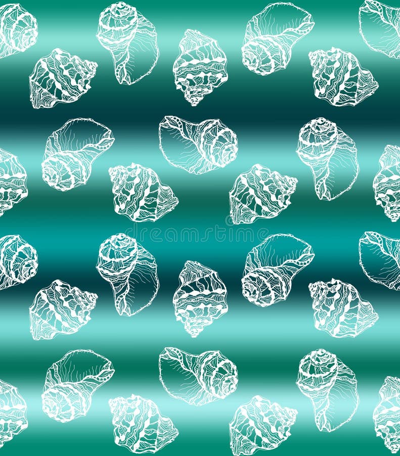 Vector Illustration of Marine Seamless Pattern.White Hand Drawn Sea ...