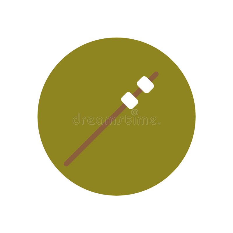 Vector Illustration Marshmallow on Wooden Stick Roasting on Campfire ...