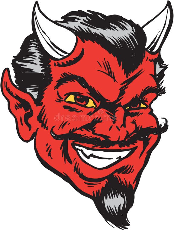 Devil Head Smiling Vector Illustration Stock Vector - Illustration of ...