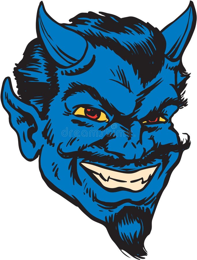 Devil Head Smiling Vector Illustration Stock Vector - Illustration of ...