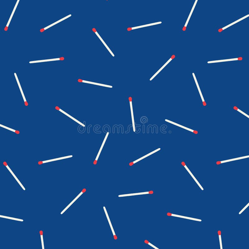 Vector Illustration of Match Stick Pattern on Blue Background. Abstract ...