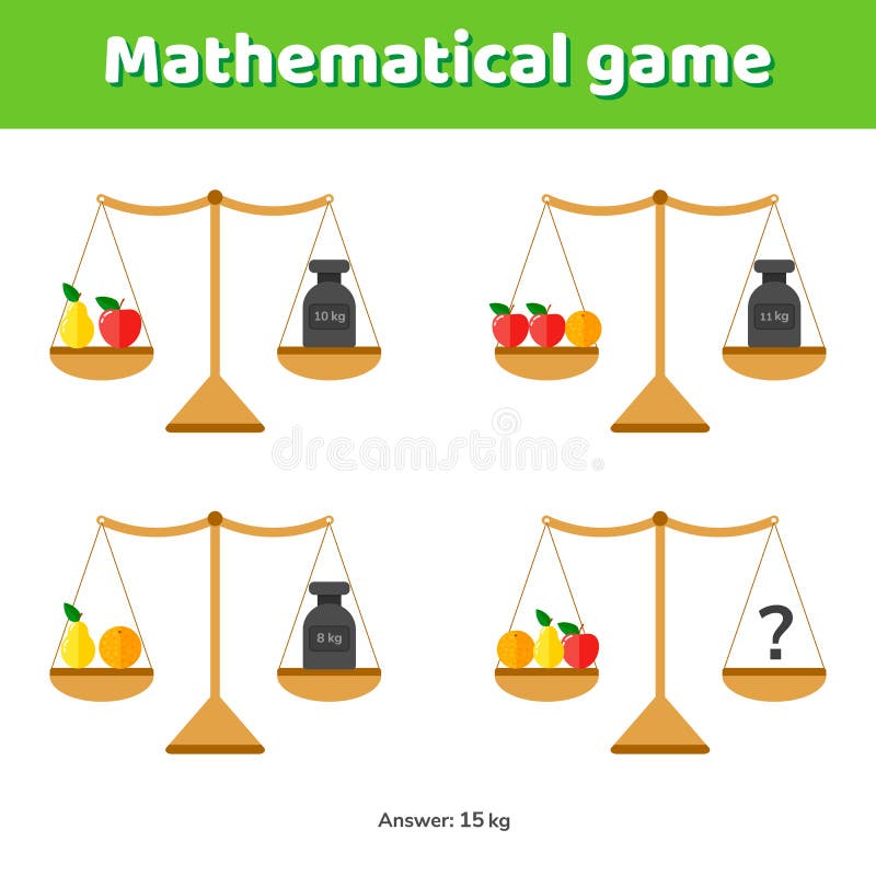 Vector Illustration. Math Game for Kids of School and Preschool Stock ...