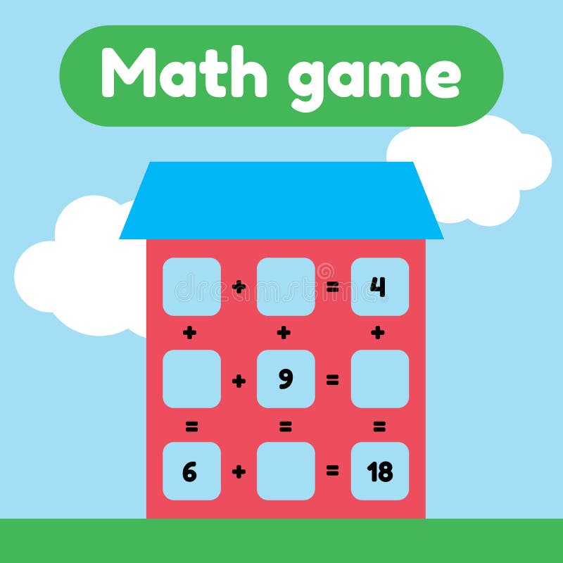 Math Game for Preschool and School Age Children. Count and Insert the ...