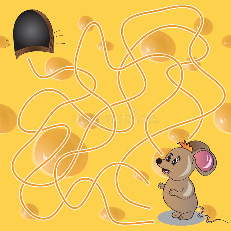 Cute Mouse s Maze Game stock vector. Illustration of black - 44630470
