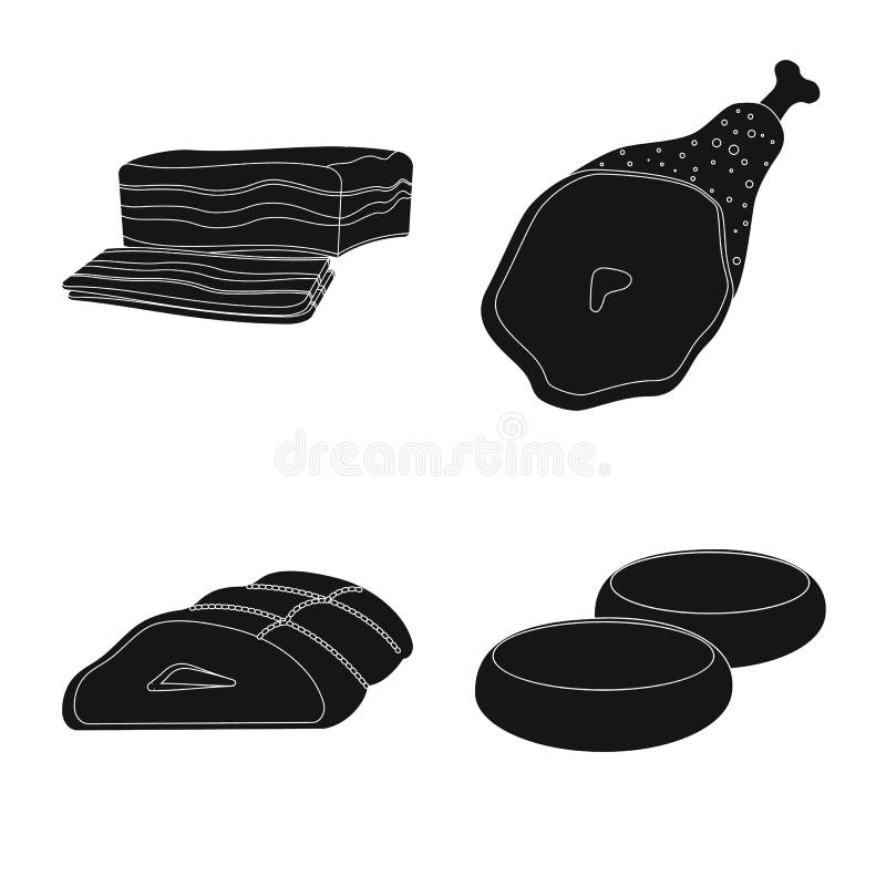 Vector Illustration of Meat and Ham Logo. Set of Meat and Cooking Stock ...
