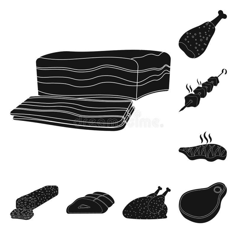 Vector Illustration of Meat and Ham Logo. Set of Meat and Cooking Stock ...