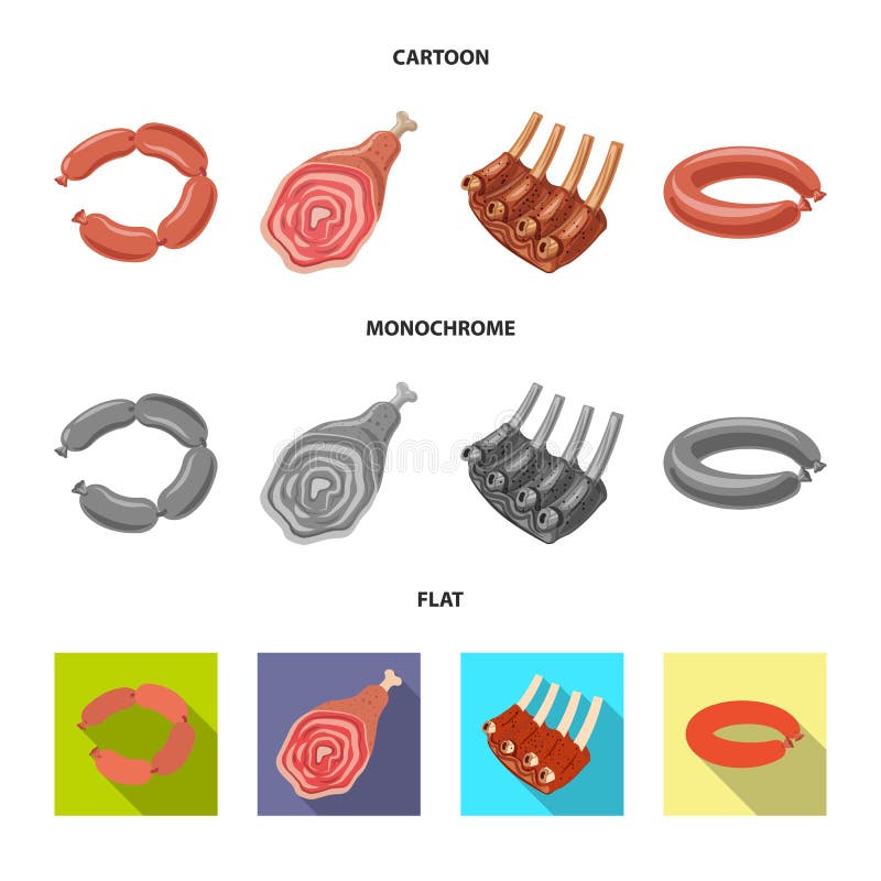 Vector Design of Meat and Ham Icon. Set of Meat and Cooking Vector Icon ...
