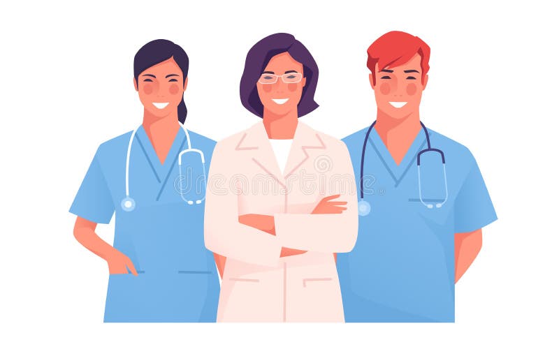 Vector Illustration of a Medical Team, Group of Physicians ...